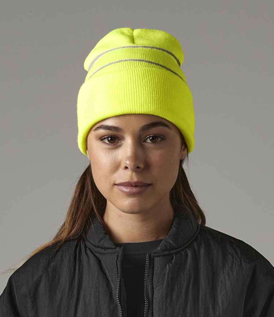 Beechfield Enhanced-Viz Beanie – High Visibility Safety Headwear for O ...