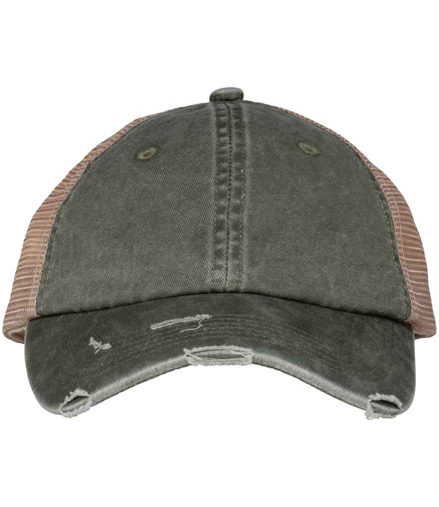 Native Spirit Washed Trucker Destroy Cap with Classic Vintage Style an ...