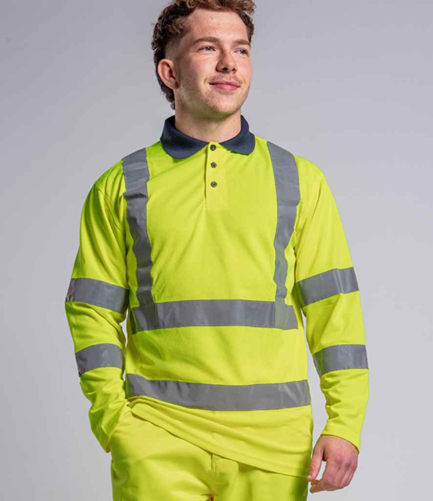 Pro RTX High Visibility Long Sleeve Polo Shirt with Reflective Accents ...